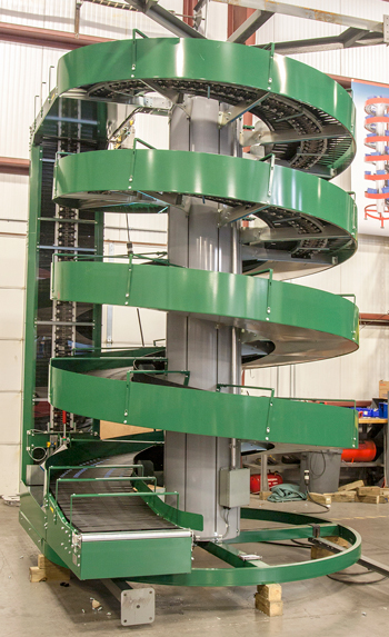 Split Lane Divider on a Spiral Conveyor - Ryson Spiral Conveyors