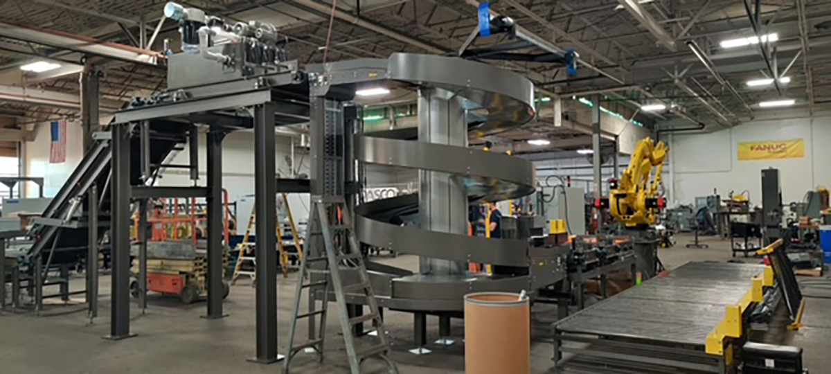 Spiral for Heavy Loads in a Palletizing System - Ryson